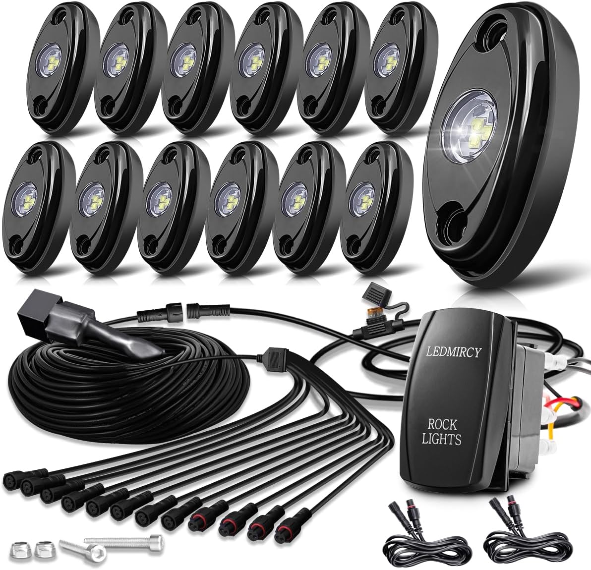 Amazon.com: Winunite 12 Pods White Rock Lights, 24 Wide Angle SMD Chips ...