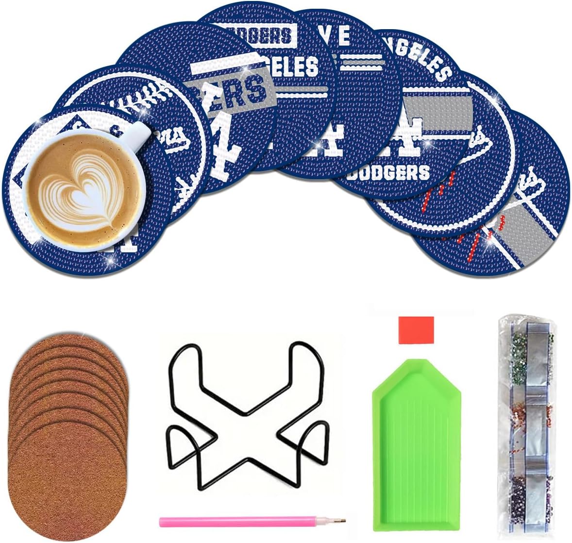 Amazon.com: Bartogro 8 Pcs Baseball Diamond Art Coasters Kits with ...