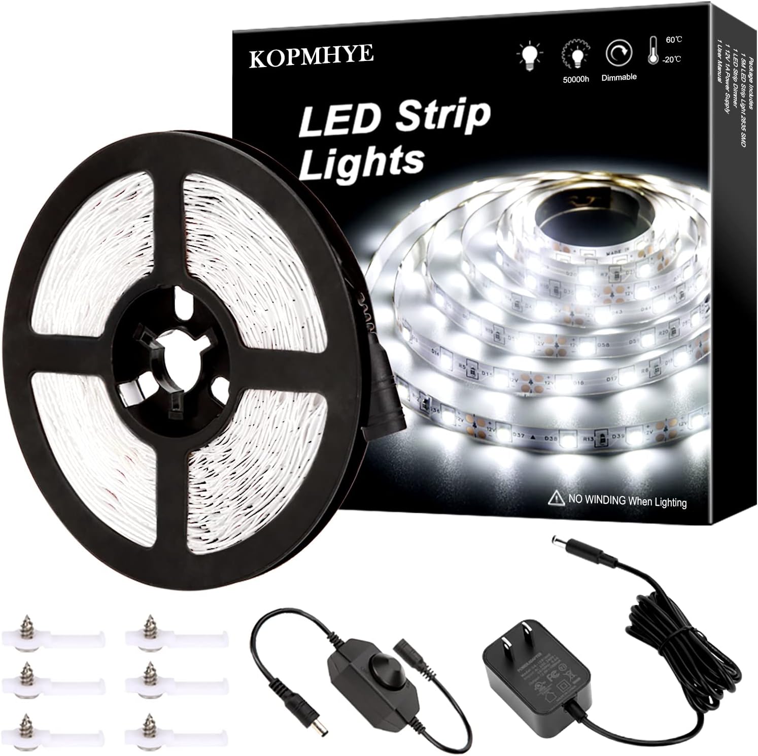 Amazon.com: KOPMHYE 5M Dimmable LED Strip Lights Kits, 12V Tape Light ...