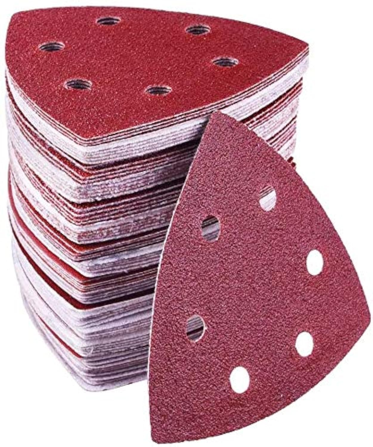 72 Pieces 6 Holes Triangle Sandpaper, Hook and Loop Sandpaper Paper ...