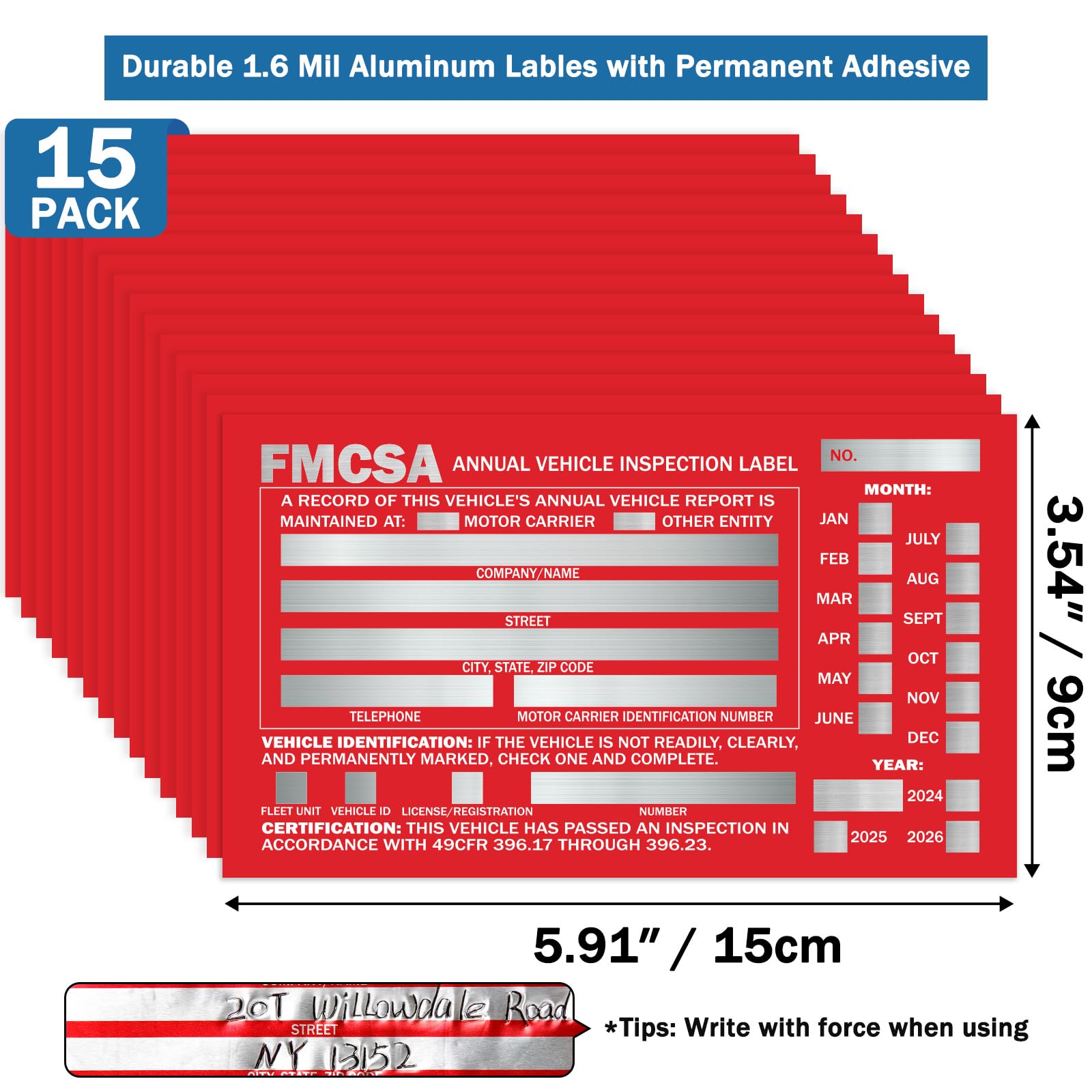 DOT Compliance Inspection Labels 25 Pack DOT Annual Vehicle Inspection ...