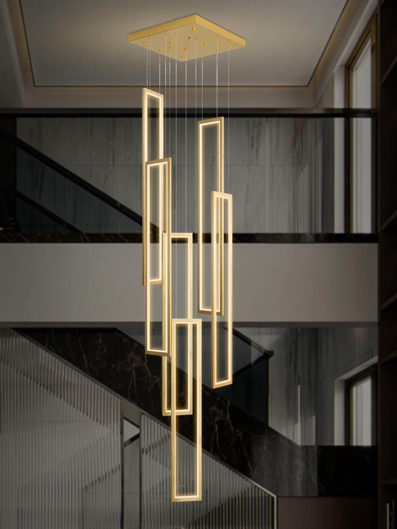 Flashing God Large Modern Chandelier,Gold Chandelier with 6 Ring Led ...