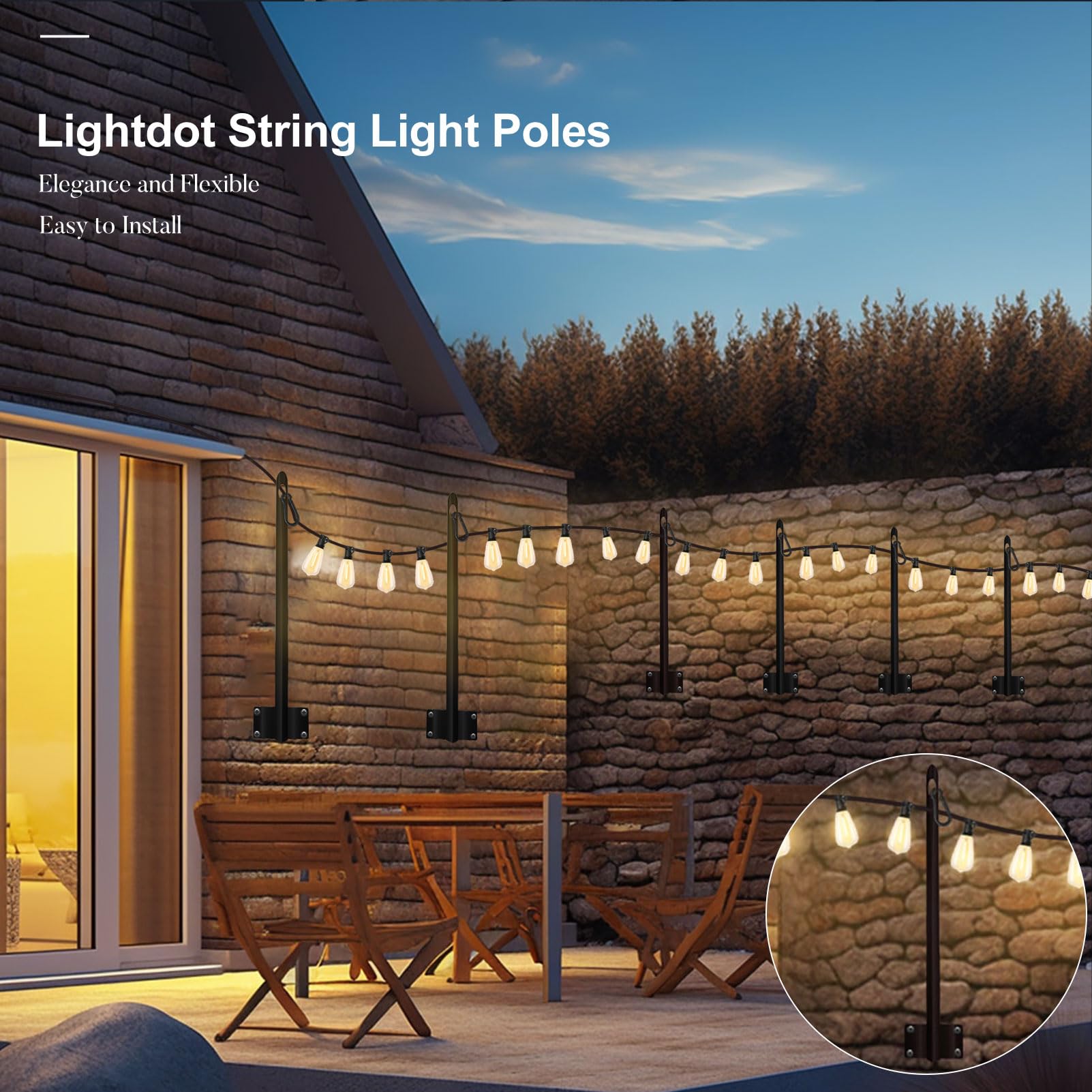 Snapklik.com : Lightdot 10 Pack Outdoor String Light Poles, 1.2 Ft ...
