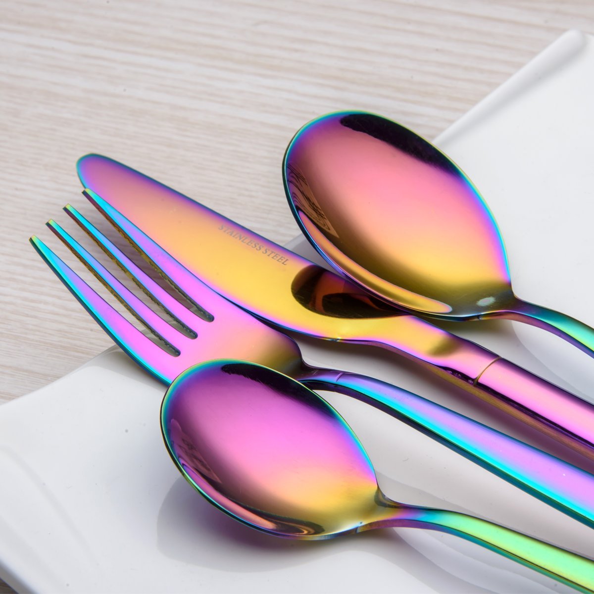Snapklik.com : Rainbow Silverware Set 20 Pieces Service For 4, Colorful ...