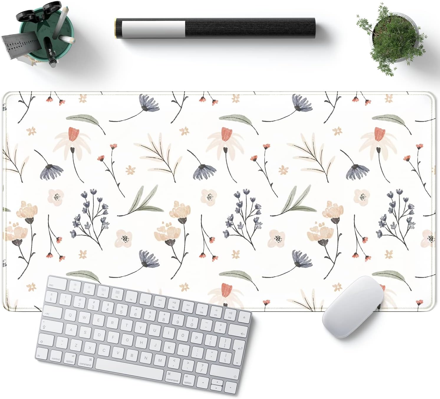 Amazon.com: YKJWW White Mouse Pads Extra Large Desk Pad, Cute Flowers ...
