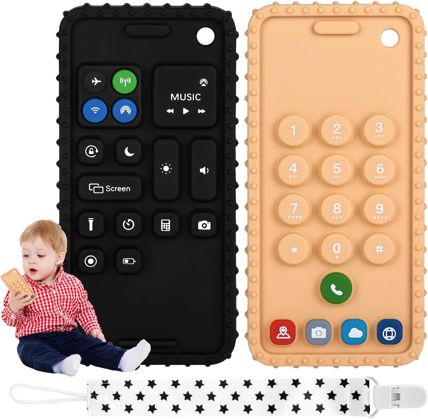 Amazon.com : Fu Store 2 Pack Silicone Teething Toys for Infant Toddlers ...