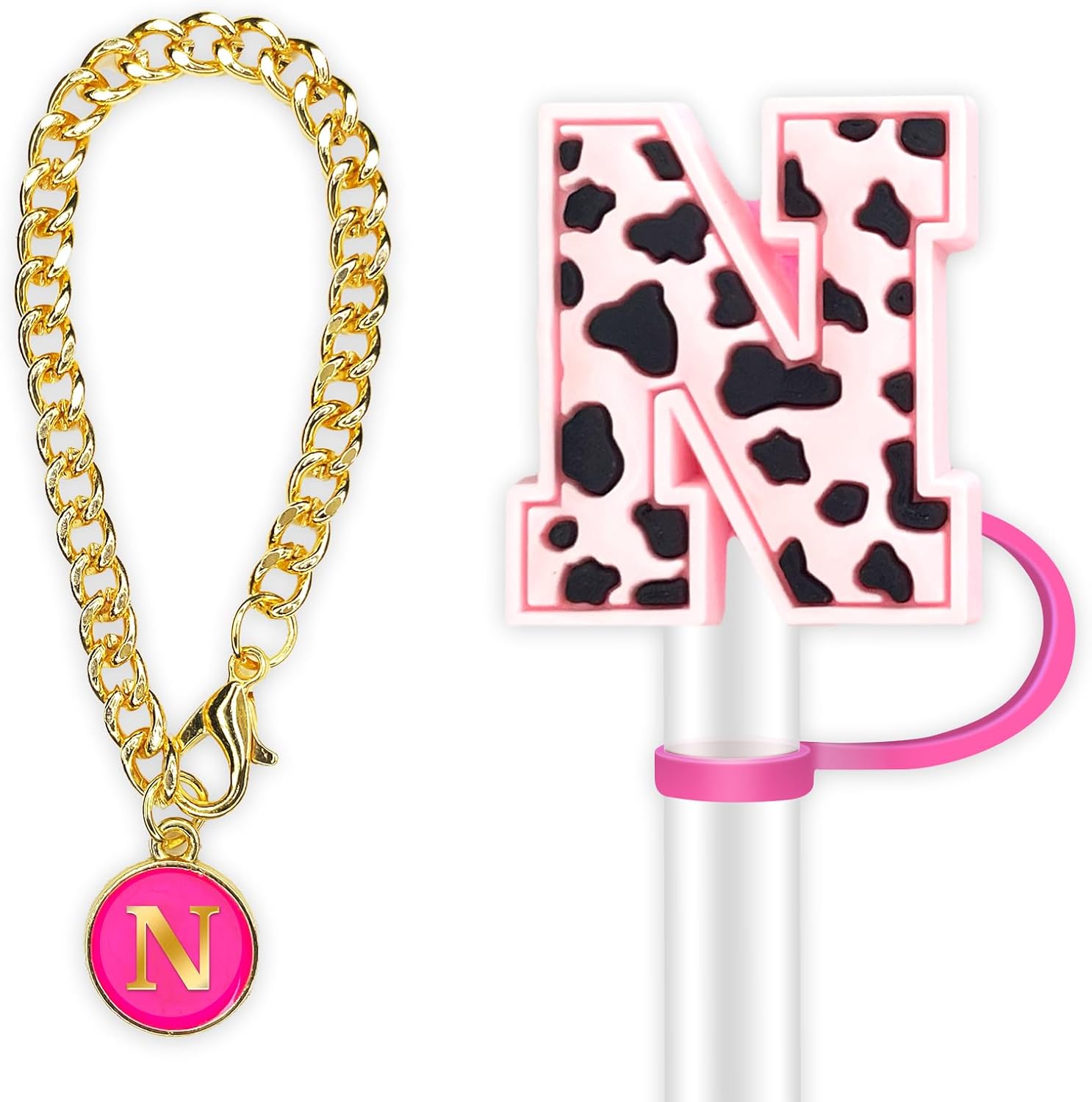 Amazon.com: Yanvowes Pink Letter Straw Toppers for Stanley, 10mm ...