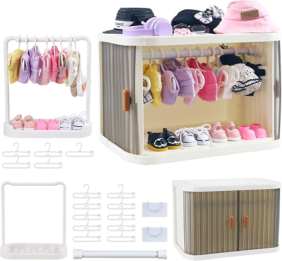 Amazon.com: Foldable Doll Wardrobe Closet Storage Box Compatible with ...