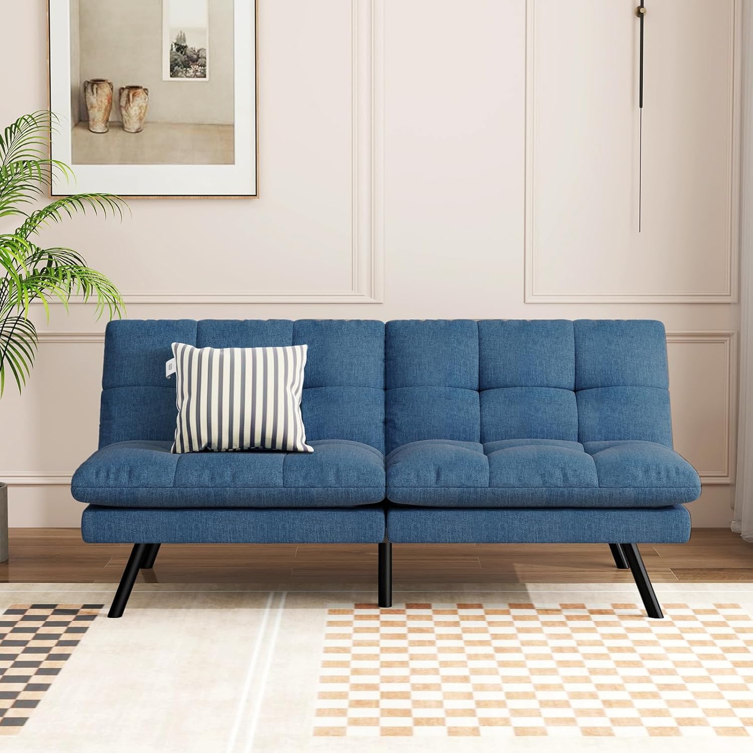 Amazon.com: MUUEGM Futon Sofa Bed,68" Convertible Memory Foam Futons ...