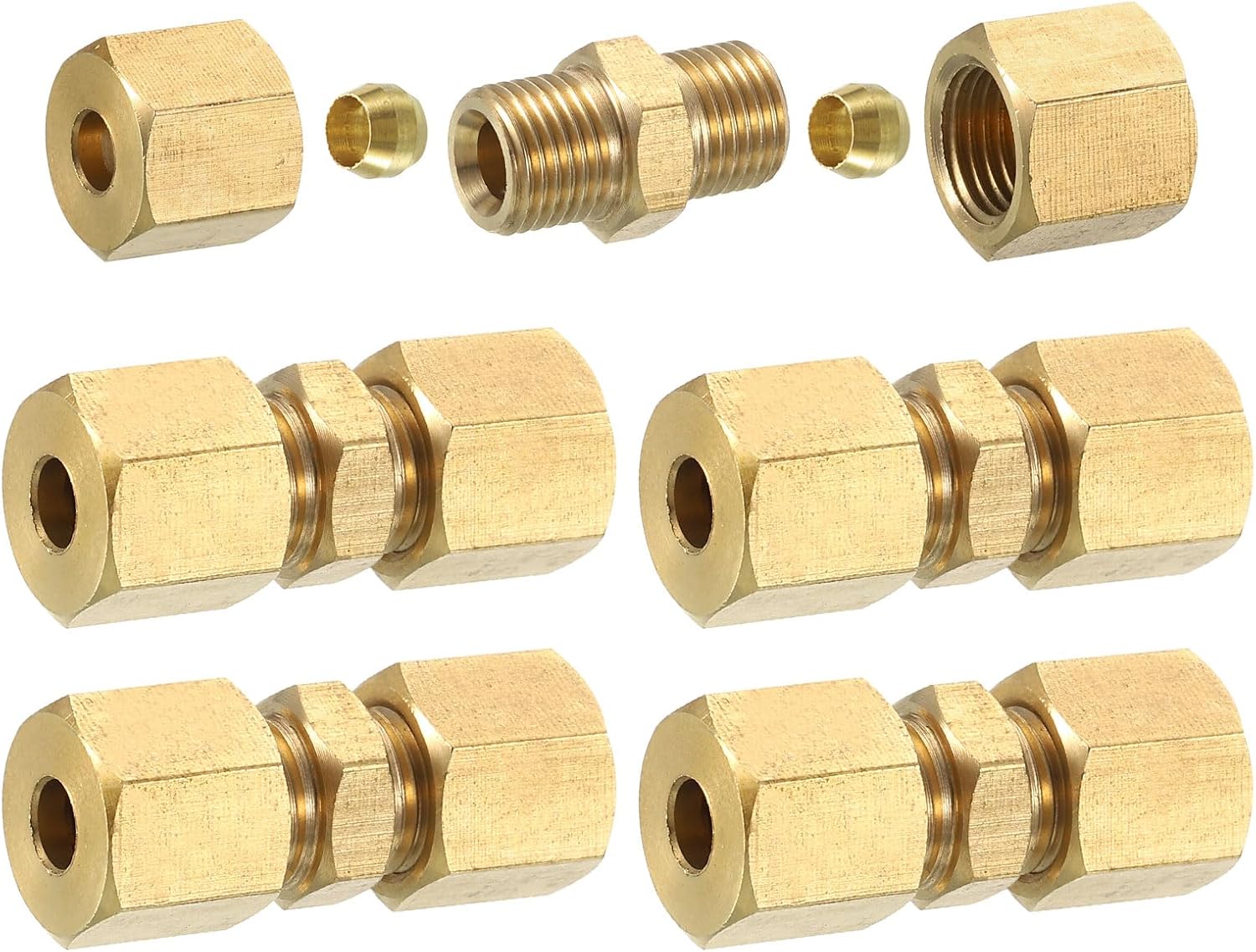 Amazon.com: uxcell 5Pcs Brass Compression Tube Fitting, 5mm Tube OD ...