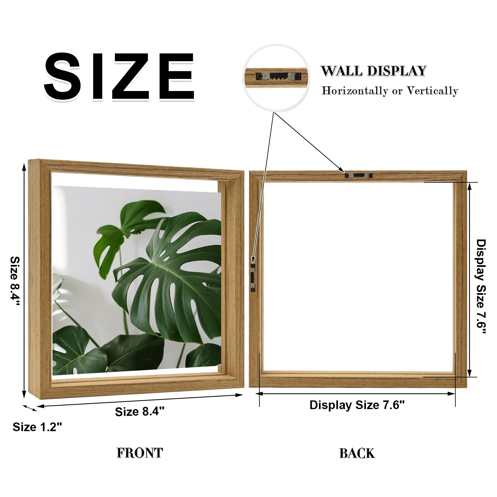 Snapklik.com : 8x8 Floating Frames Set Of 2, Double Plexiglass Picture ...