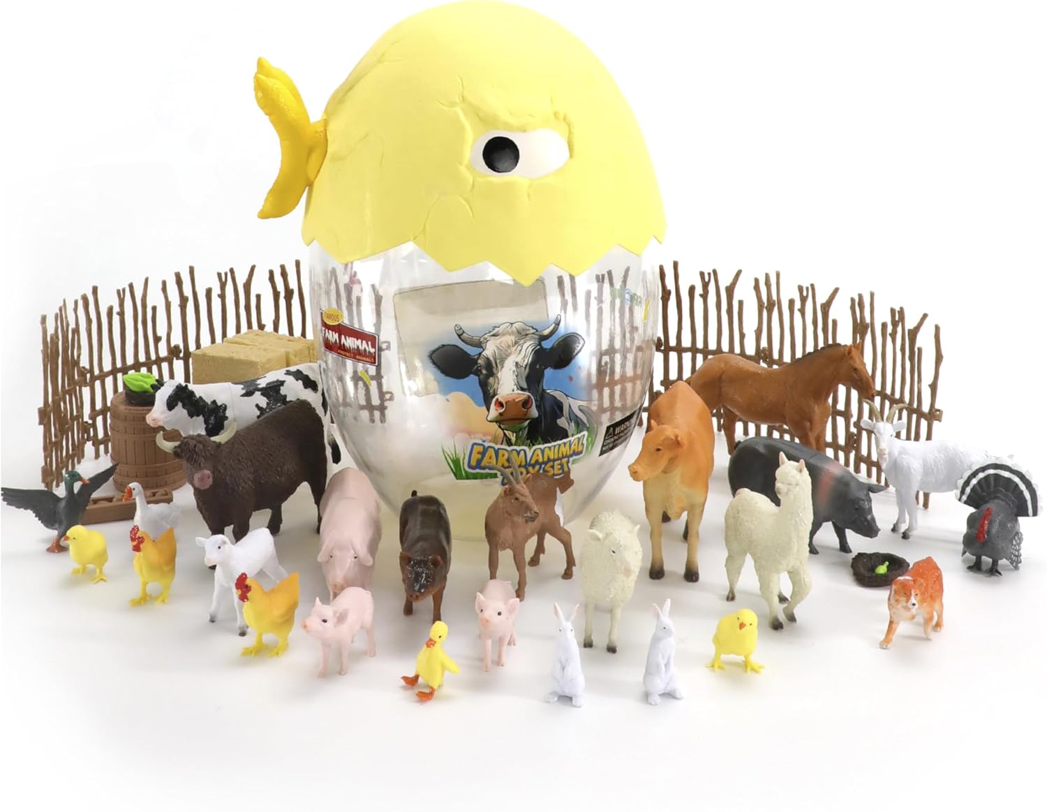 Amazon.com: RECUR Farm Animal Figure Toys Set - Super Egg Series, Toal ...