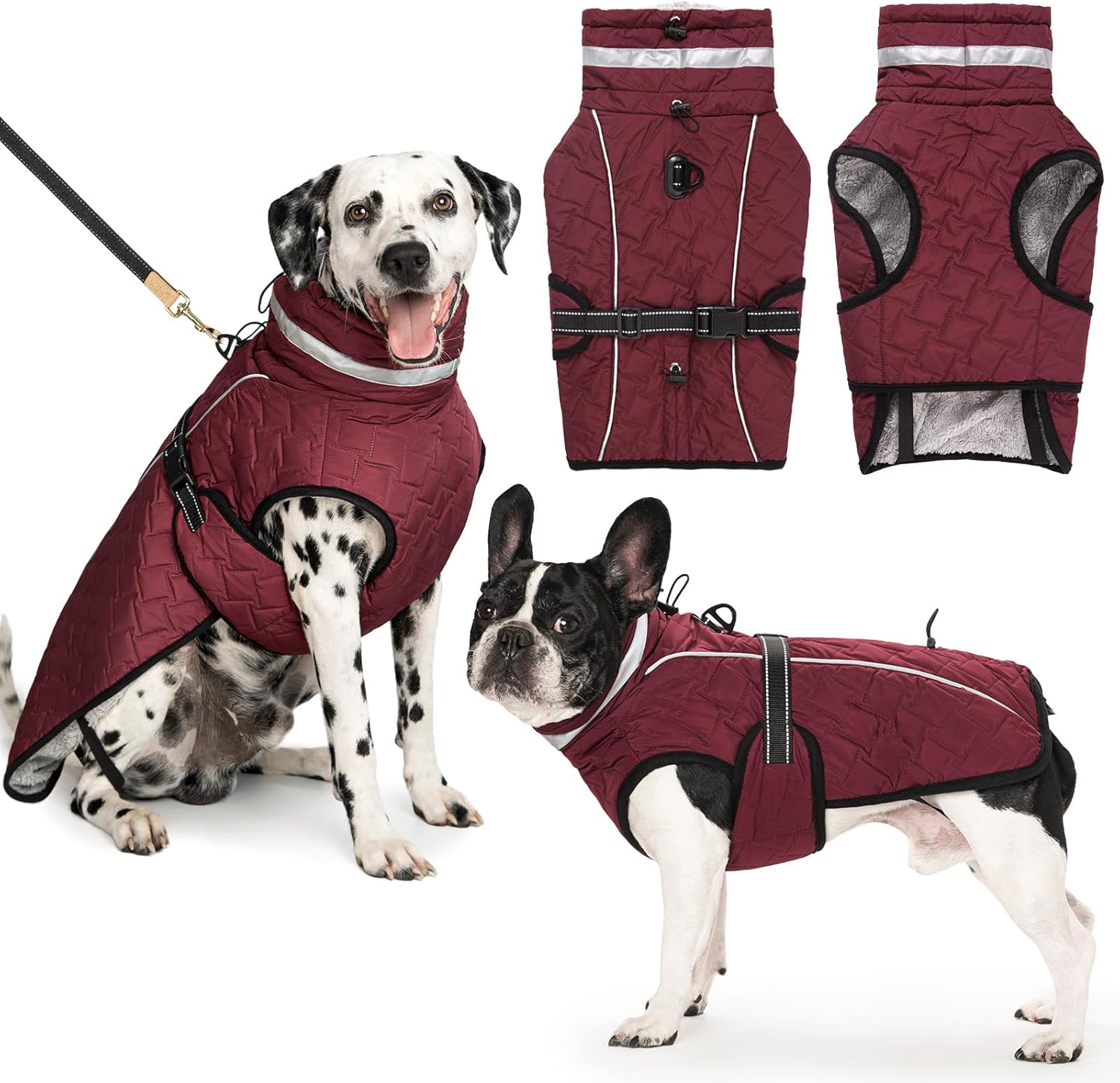 Cyponpy Dog Coats Waterproof Jacket Fleece Lined Dogs Coat with Harness ...