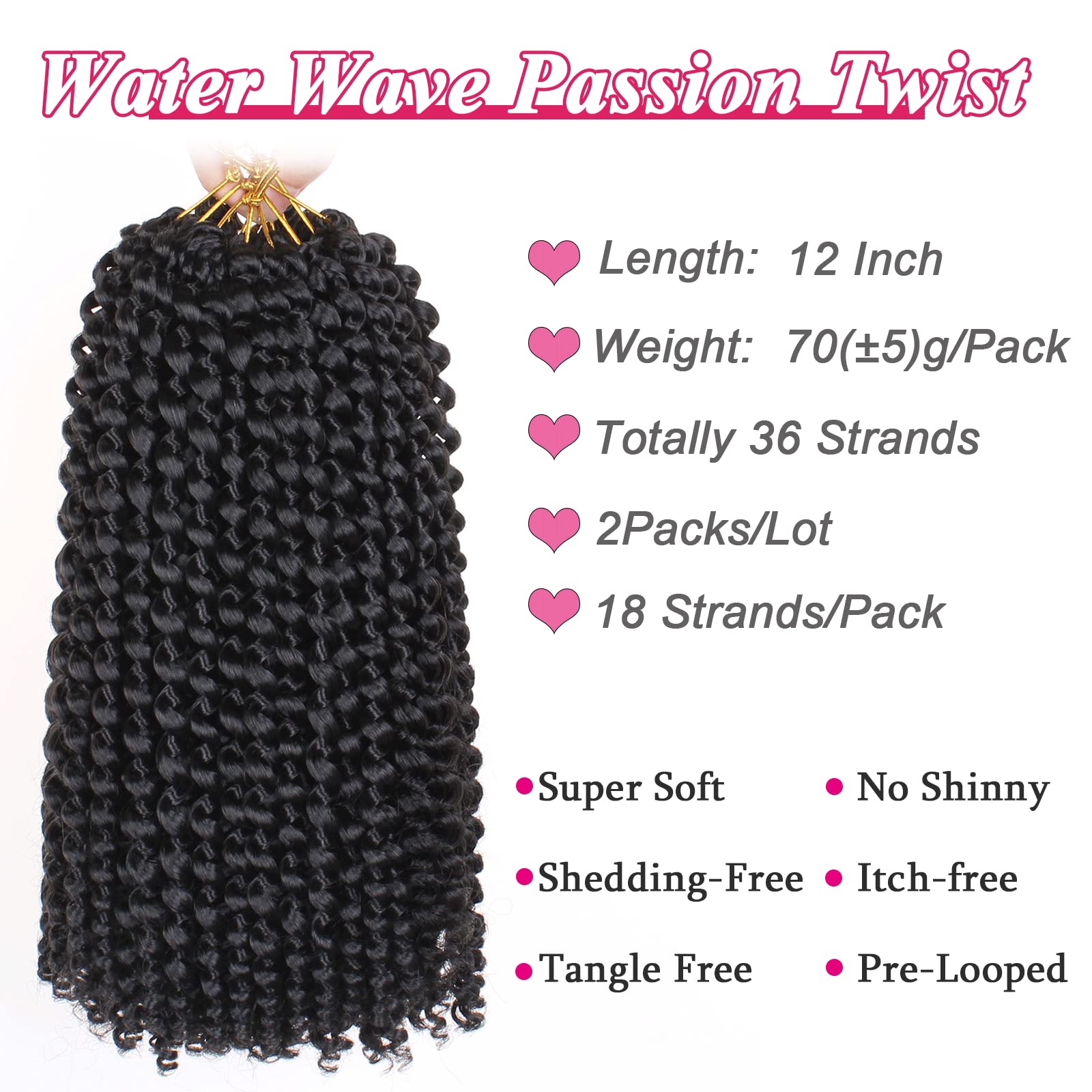 Snapklik.com : 12 Inch Water Wave Crochet Hair For Passion Twists 2 Packs Short Bob Passion ...