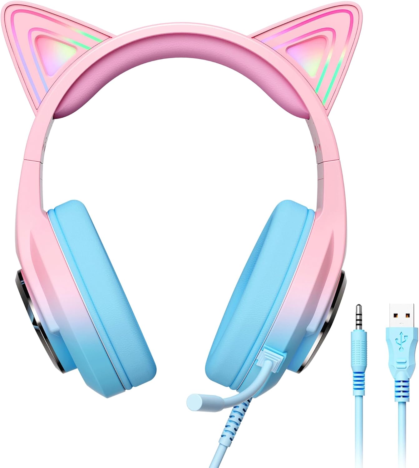 Amazon.com: IGRL Cat Ear Gaming Headset, Wired Headphones for PC, Xbox ...