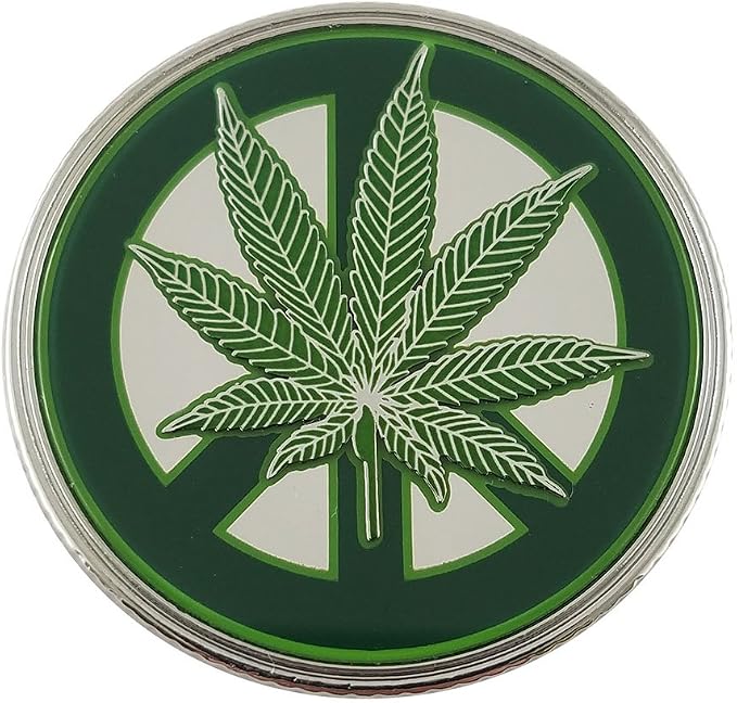 Amazon.com: Marijuana Pot Leaf Peace Sign Metal Collectible Coin ...
