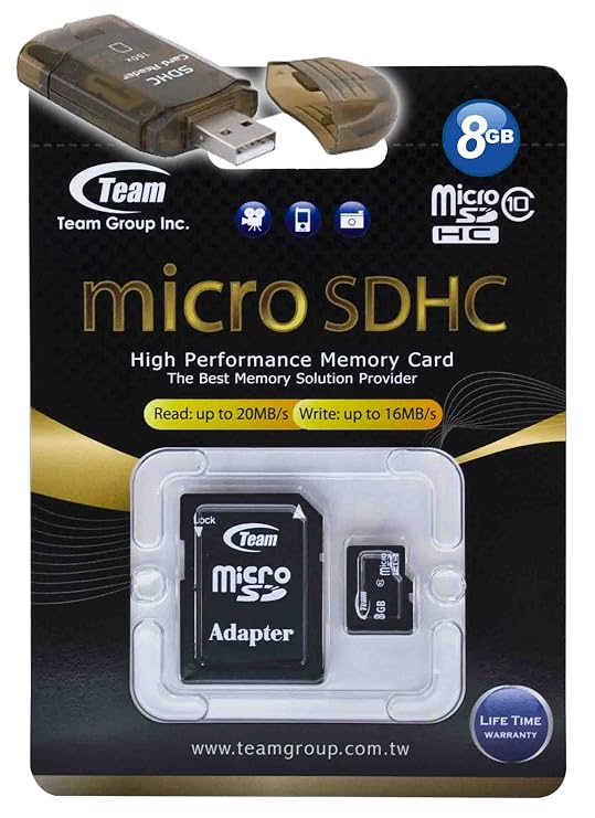 8GB Class 10 MicroSDHC Team High Speed 20MB/Sec Memory Card. Blazing ...
