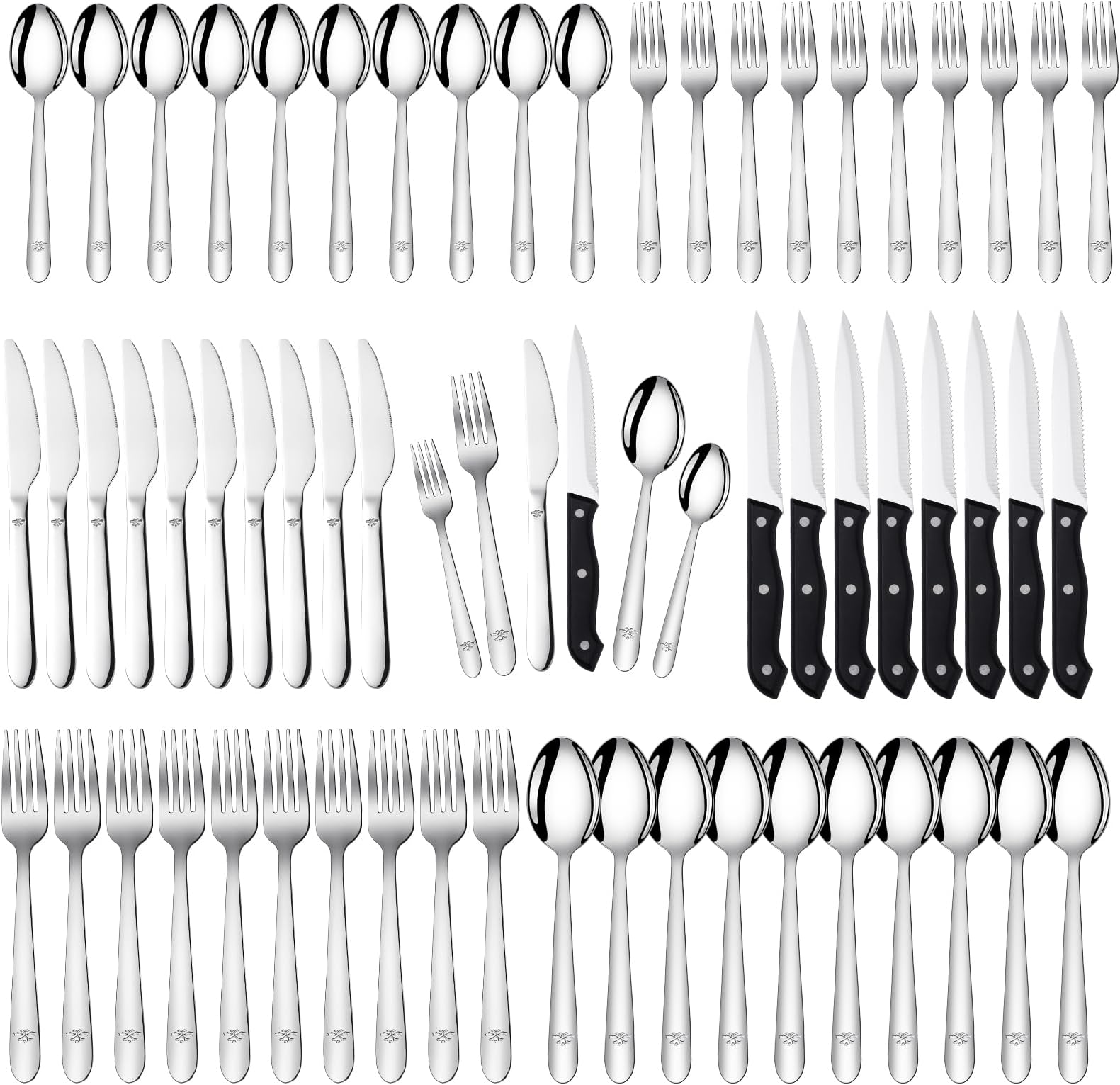 Amazon.com | Zhehao 100 Pieces 8 Styles Silverware Set Service for 17 ...
