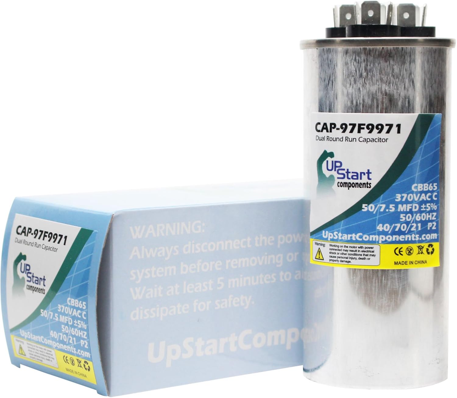 Amazon.com: 50/7.5 MFD 370 Volt Dual Round Run Capacitor Replacement ...