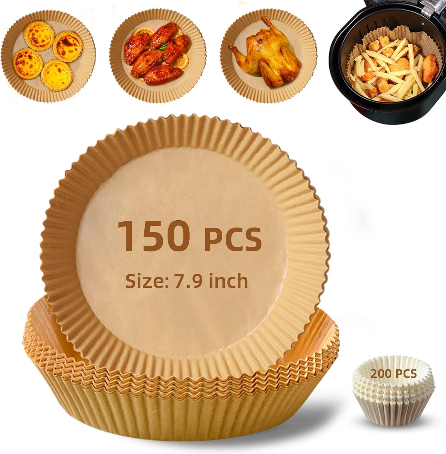Amazon.com: AOSITE 150PCS 7.9 In Air Fryer Disposable Paper Liners ...