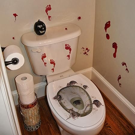 Amazon.com: Halloween Toilet Lid Stickers,2 Sheets Horror Bloody Skull ...