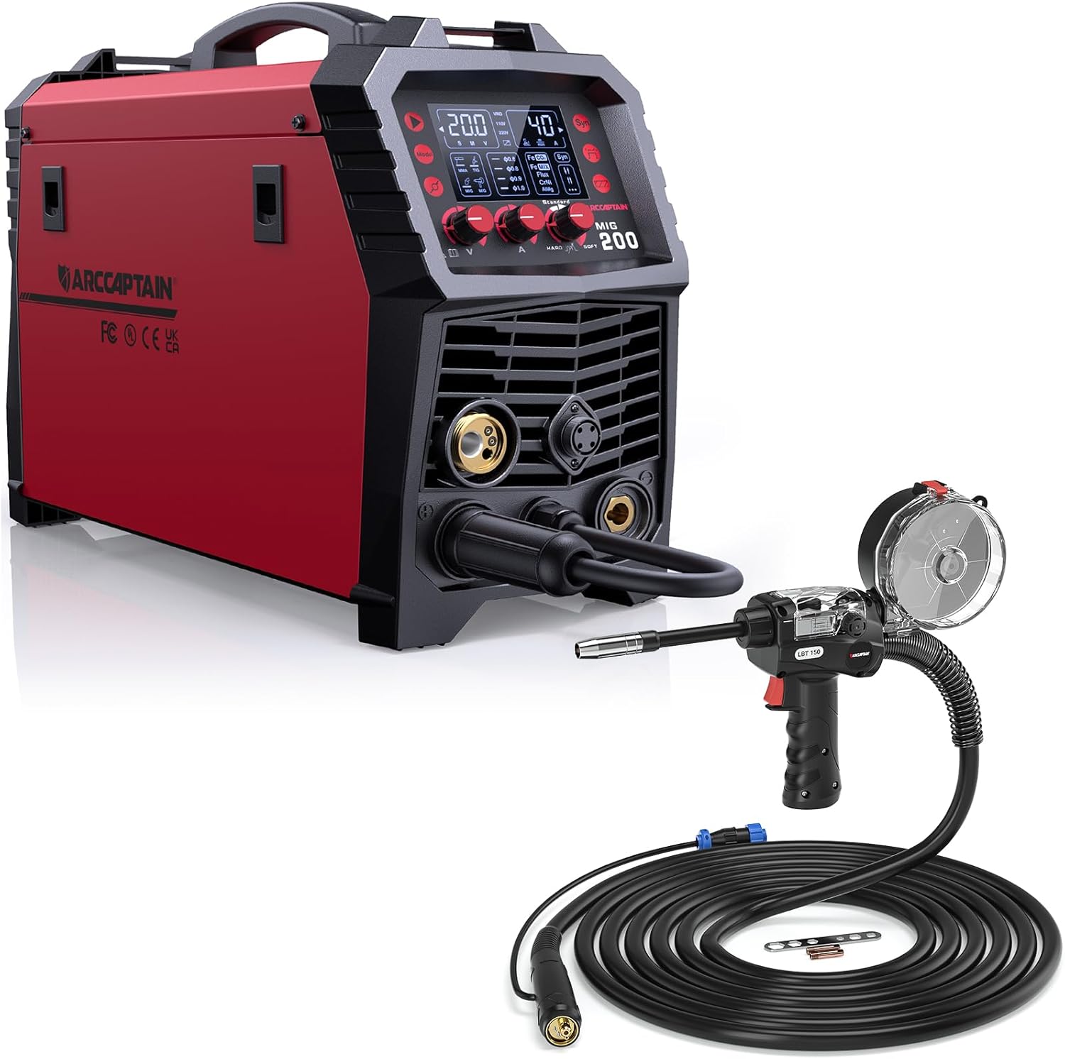 ARCCAPTAIN MIG Welder 200Amp MIG200 & Spool Gun for Aluminum Welding ...