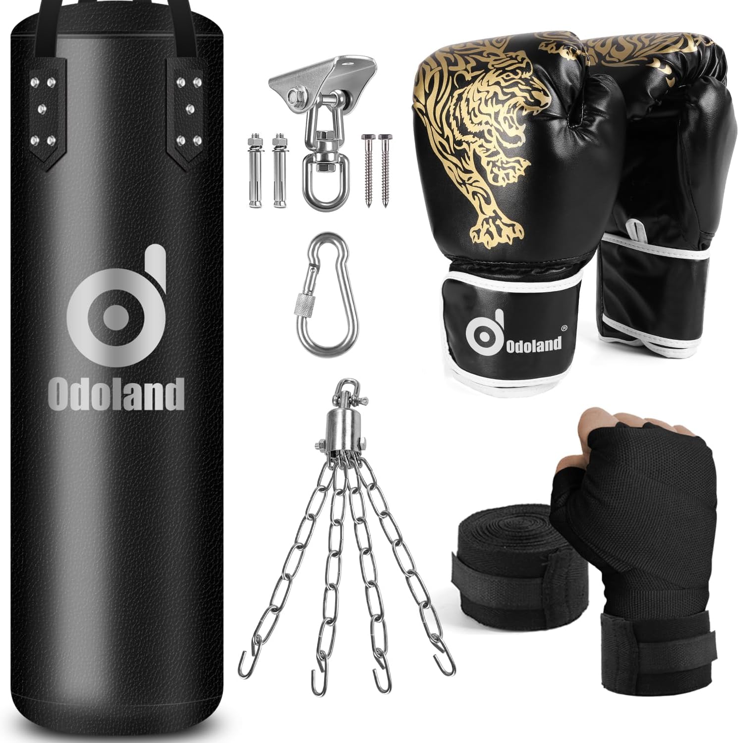 Odoland 6-in-1 Punching Bag Unfilled Boxing Equipment Set for Men and ...