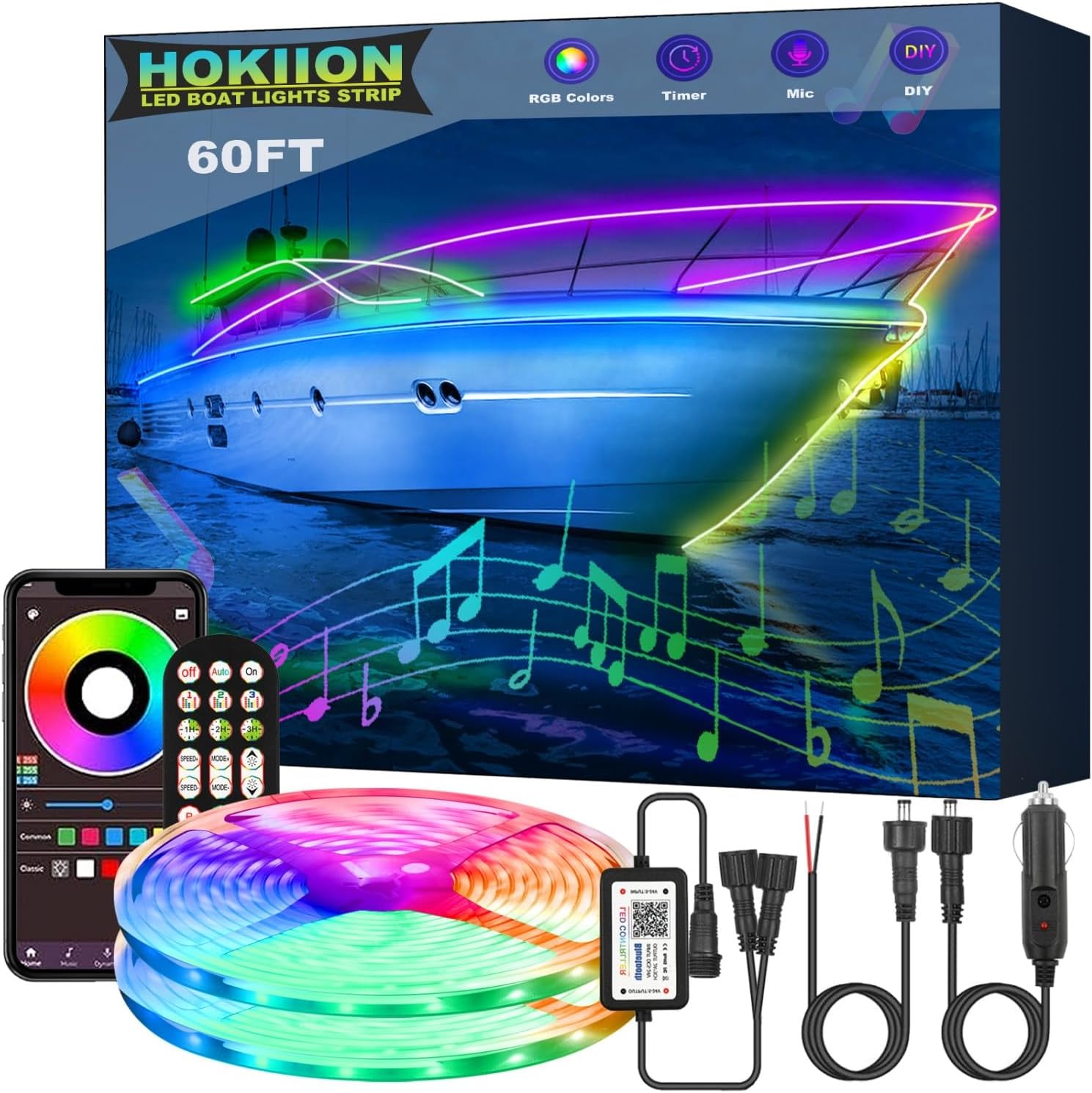 Amazon.com: LED Boat Lights Strip 33FT, IP67 Marine LED Strip Pontoon ...