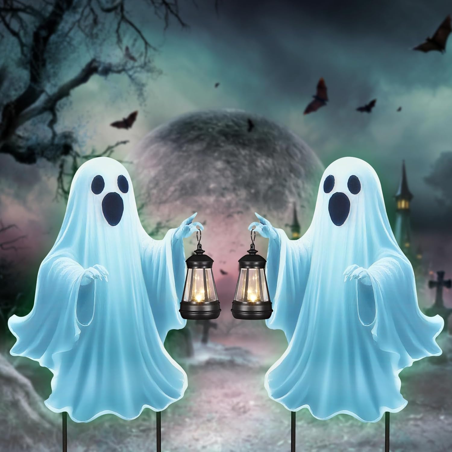 Amazon.com: Halloween Outdoor Decorations Yard Signs Stakes,2pack Ghost ...