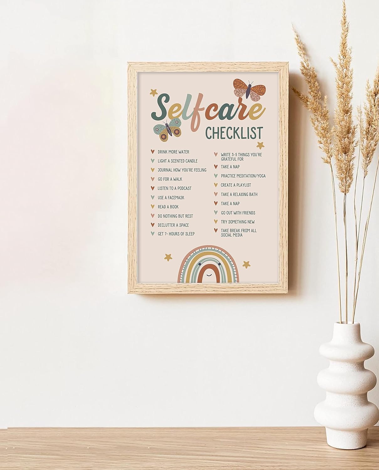 Self Care Checklist Daily affirmations Poster Growth Sri Lanka | Ubuy
