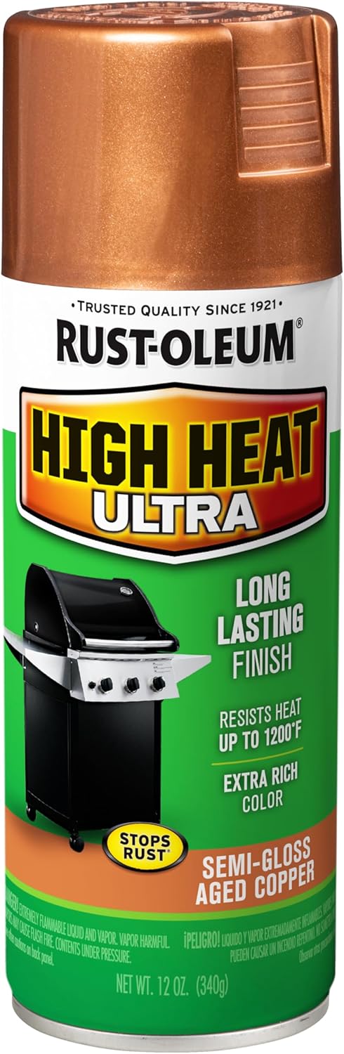 Rust-oleum paint 241232 high heat ultra enamel spray, aged copper, 12 ...