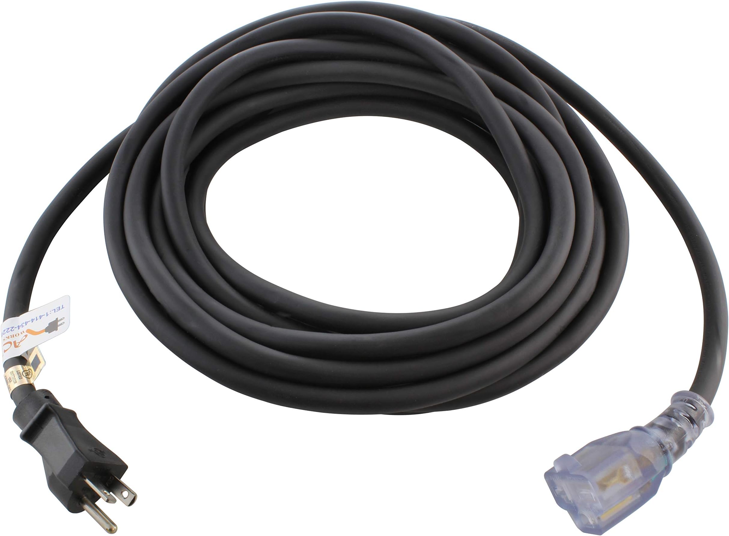 AC WORKS Heavy Duty Durable Extension Cord (50FT NEMA 6-20 20A 250V ...