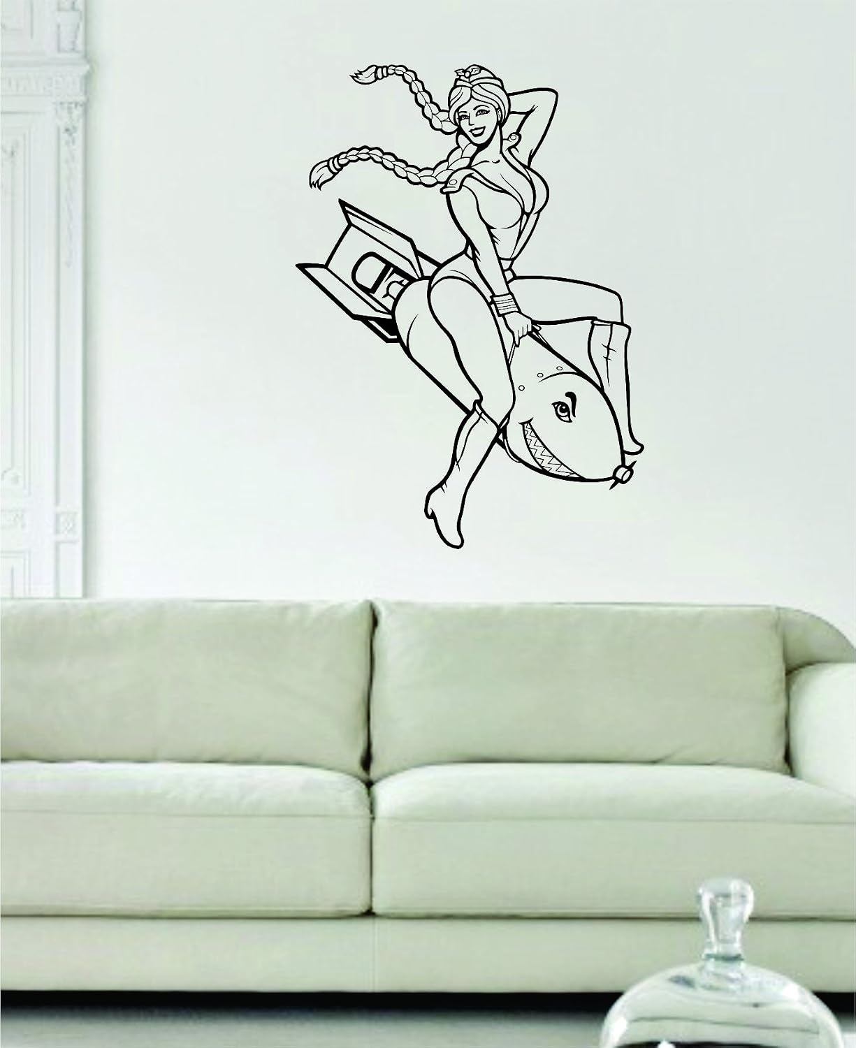 Amazon.com: Pin Up Girl Riding Rocket Design Decal Wall Vinyl Art ...