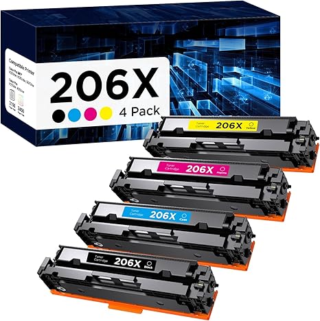Amazon.com: 206X Toner Cartridge 4 Pack High Yield Replacement for HP ...