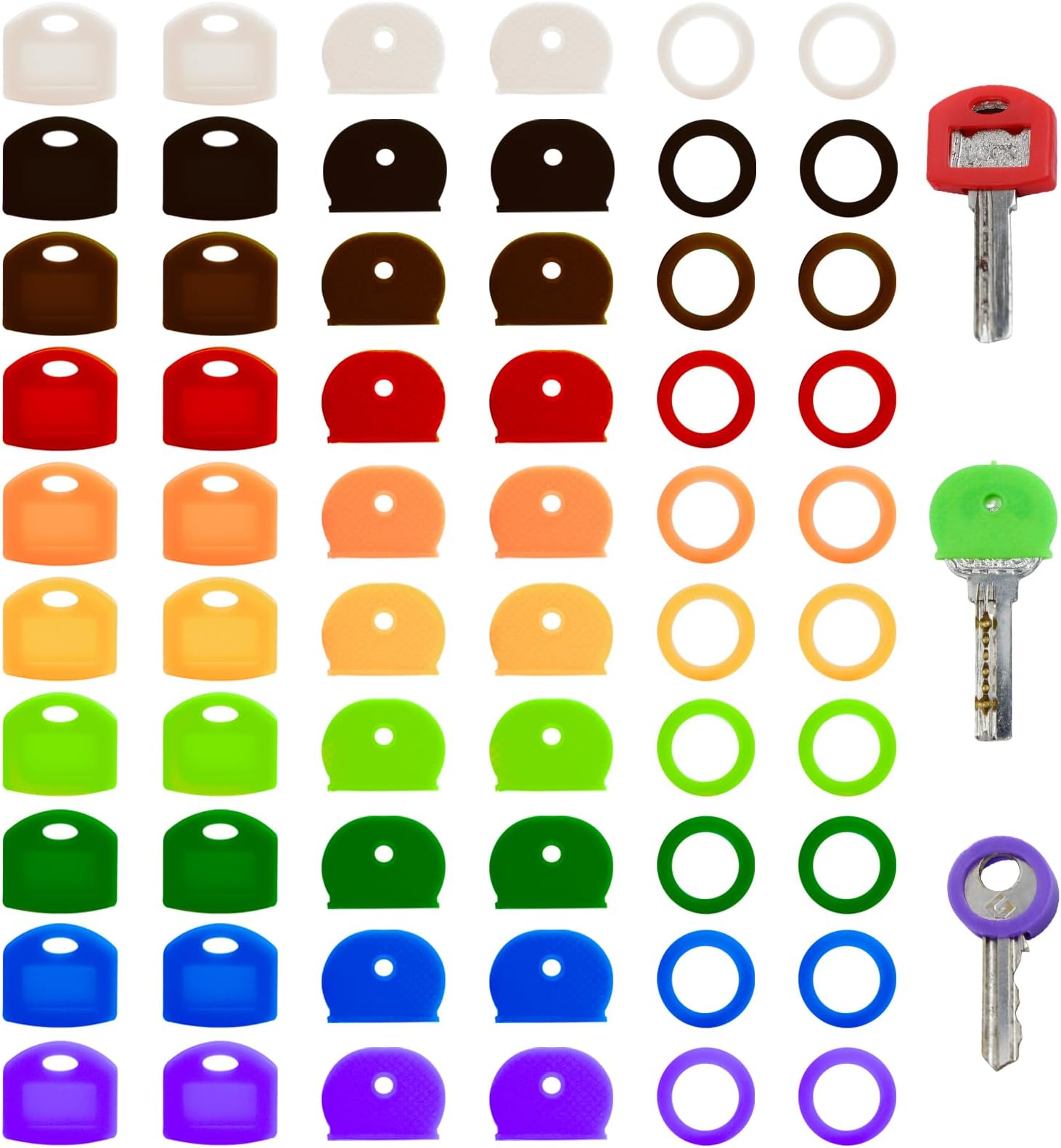 Amazon.com : 60 Pieces Key Color Covers Plastic Key Color Identifiers 3 ...