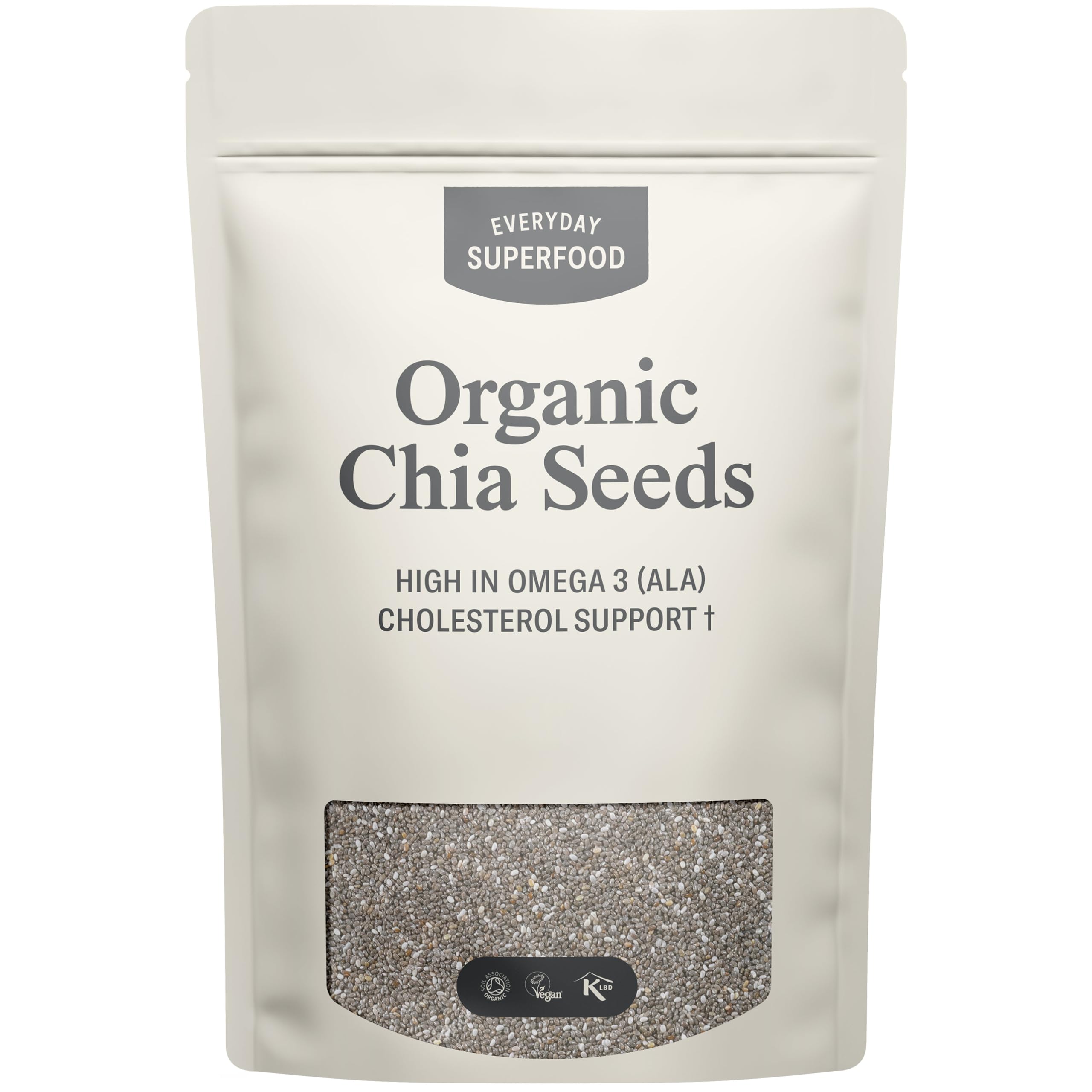 Everyday Superfood Organic Chia Seeds 190 Grams, Premium Whole Black ...