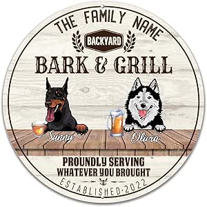 Amazon.com: Backyard Barks And Grill Round Tin Sign Doberman & Husky ...