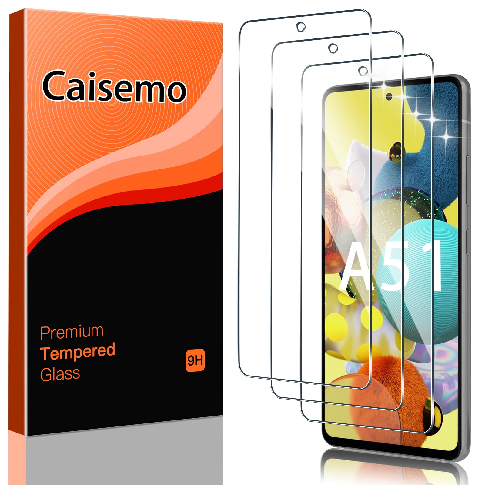 Caisemo 3 Pack For Samsung Galaxy A51 Tempered Glass Screen Protector ...