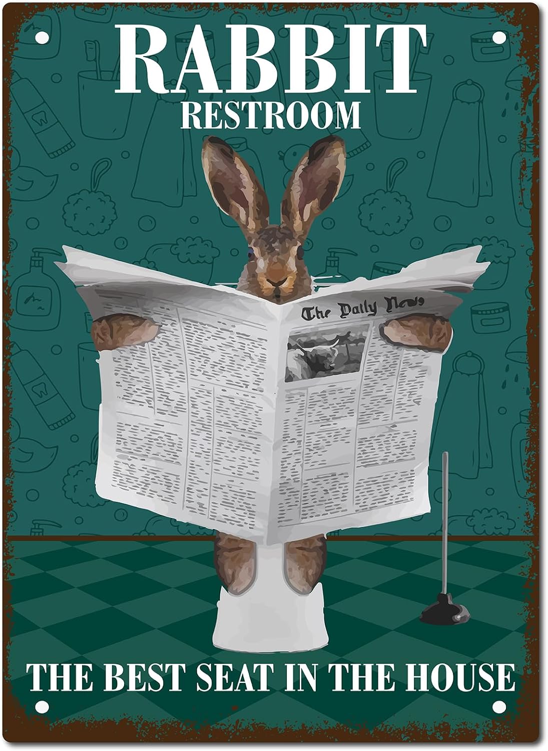 CREATCABIN Lapin Métal Tin Sign Toilettes The Best Seat Tin Garage ...