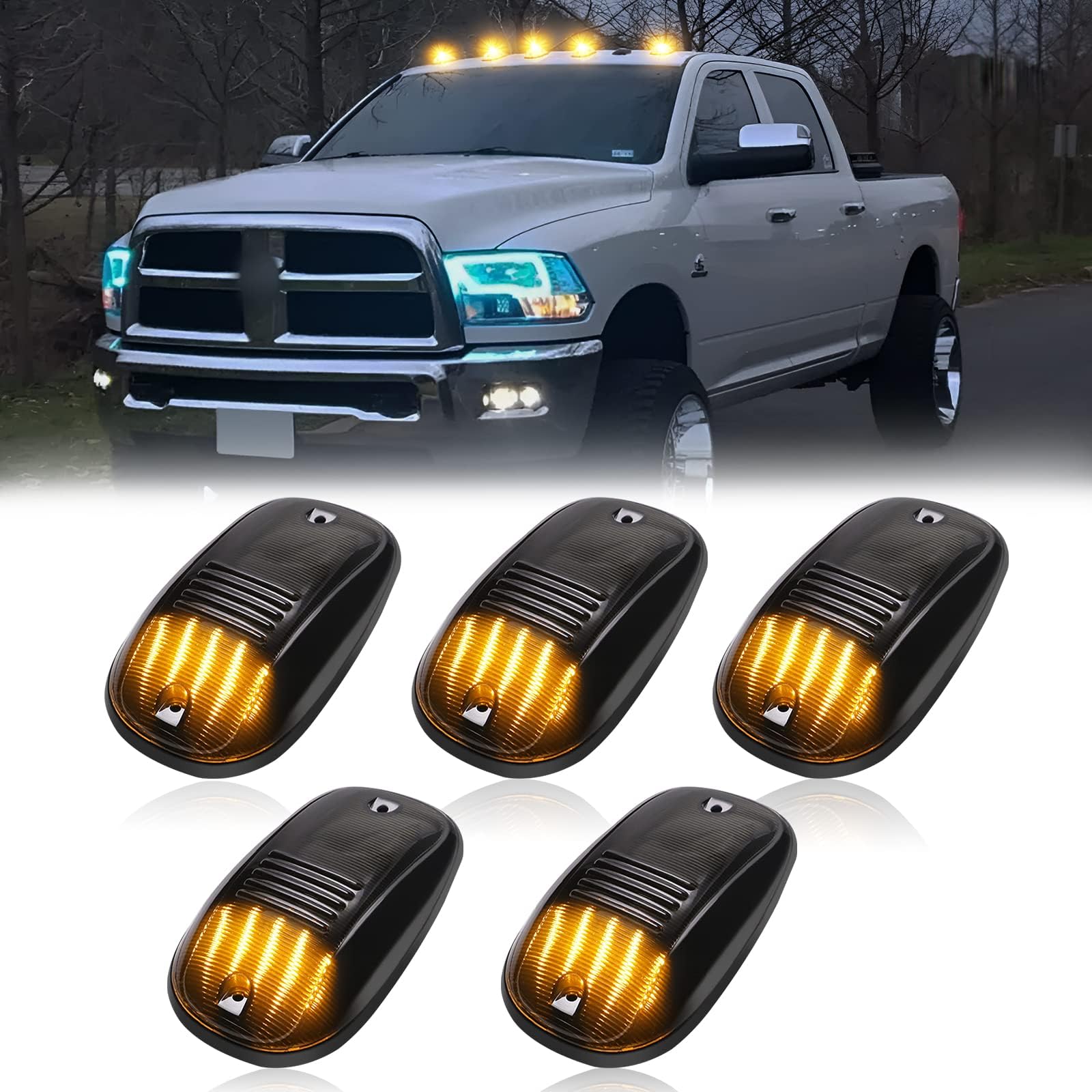 Amazon.com: AKKON - For 5Pcs LED Cab Roof Running Marker Lights Smoked ...