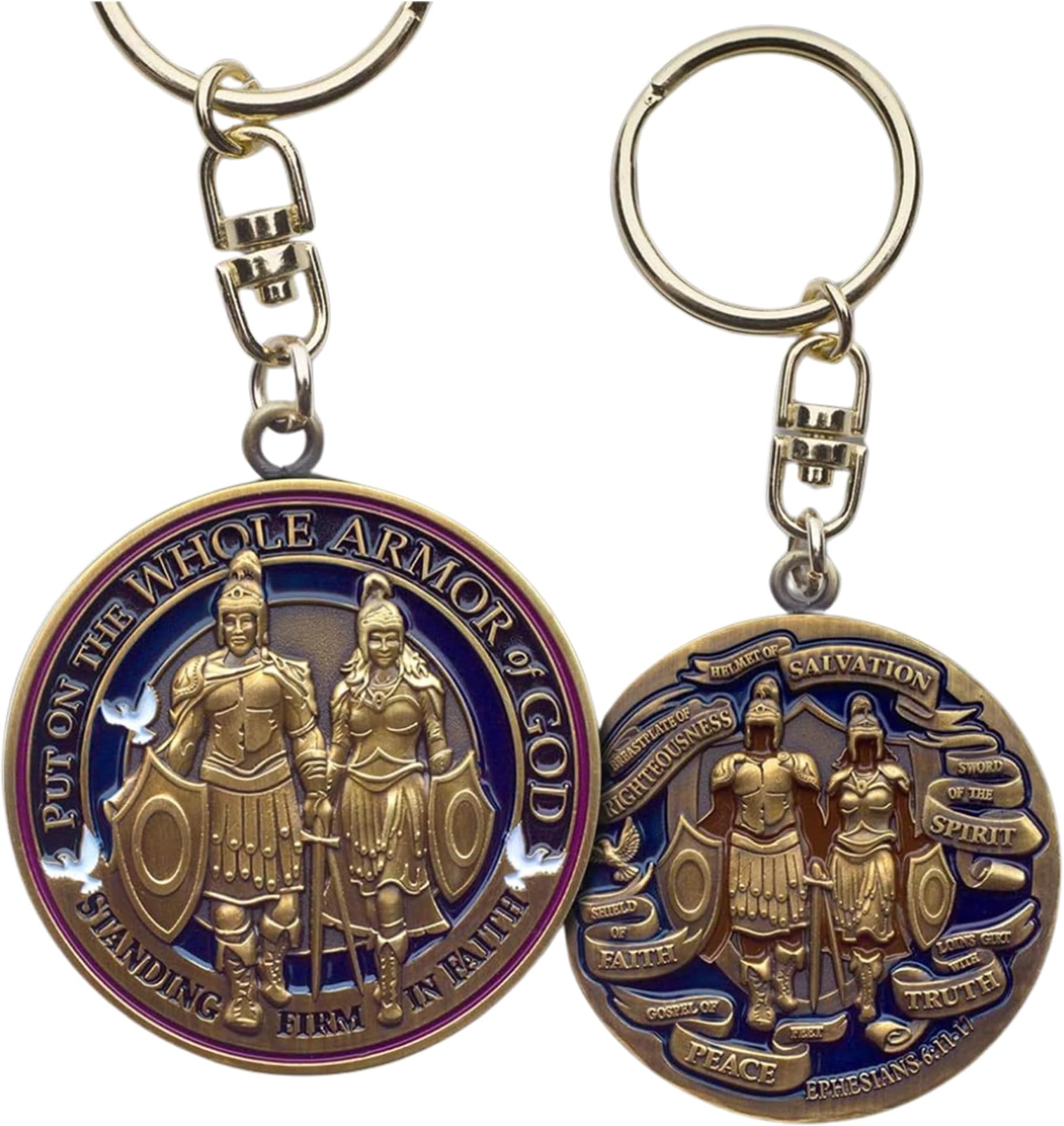 Amazon.com: Armor Coin Armor of God Keychain with Swivel - Christian ...