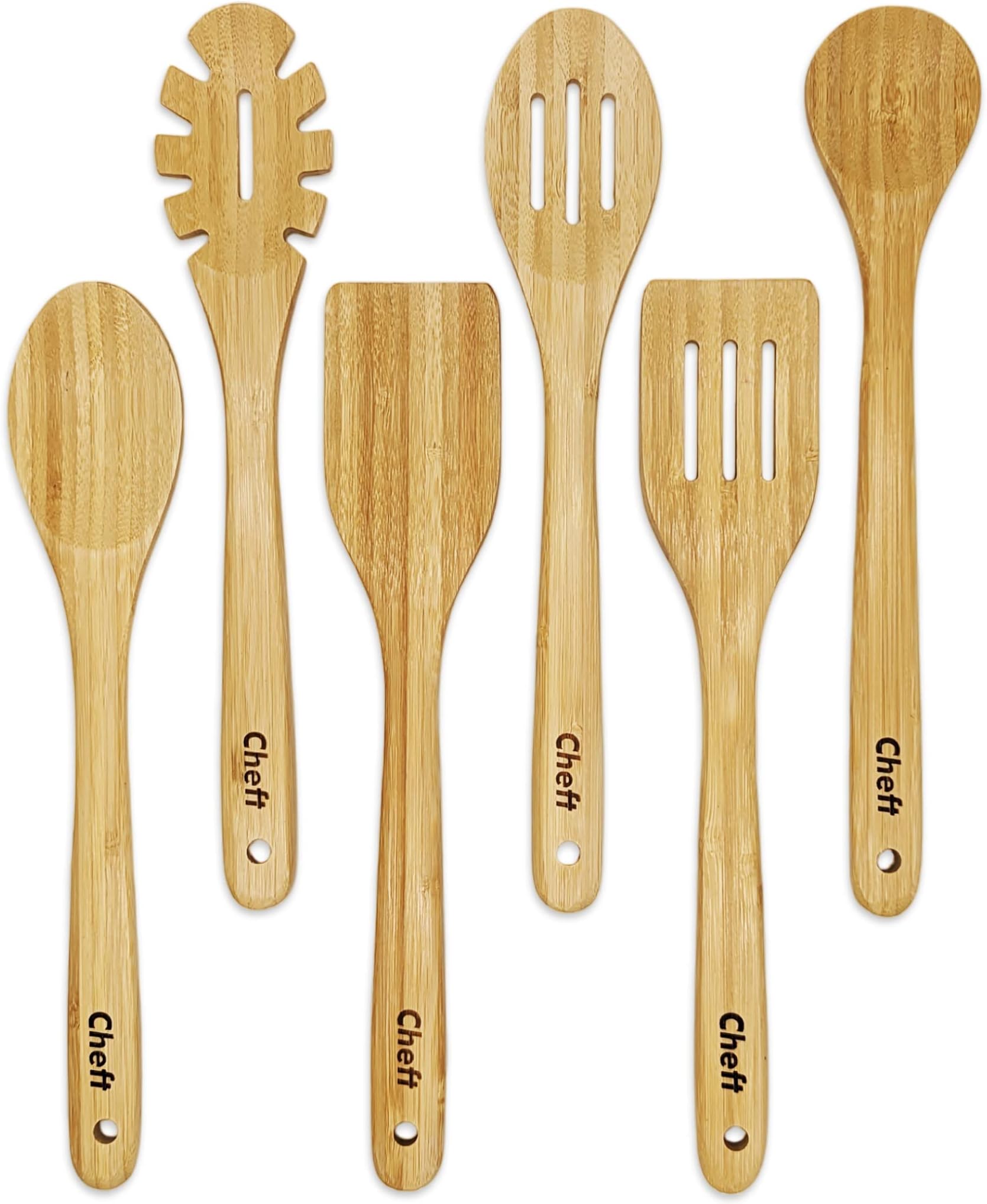 Amazon.com: Oceanstar Bamboo Cooking Utensil Set, 6-Piece, Brown : Home ...
