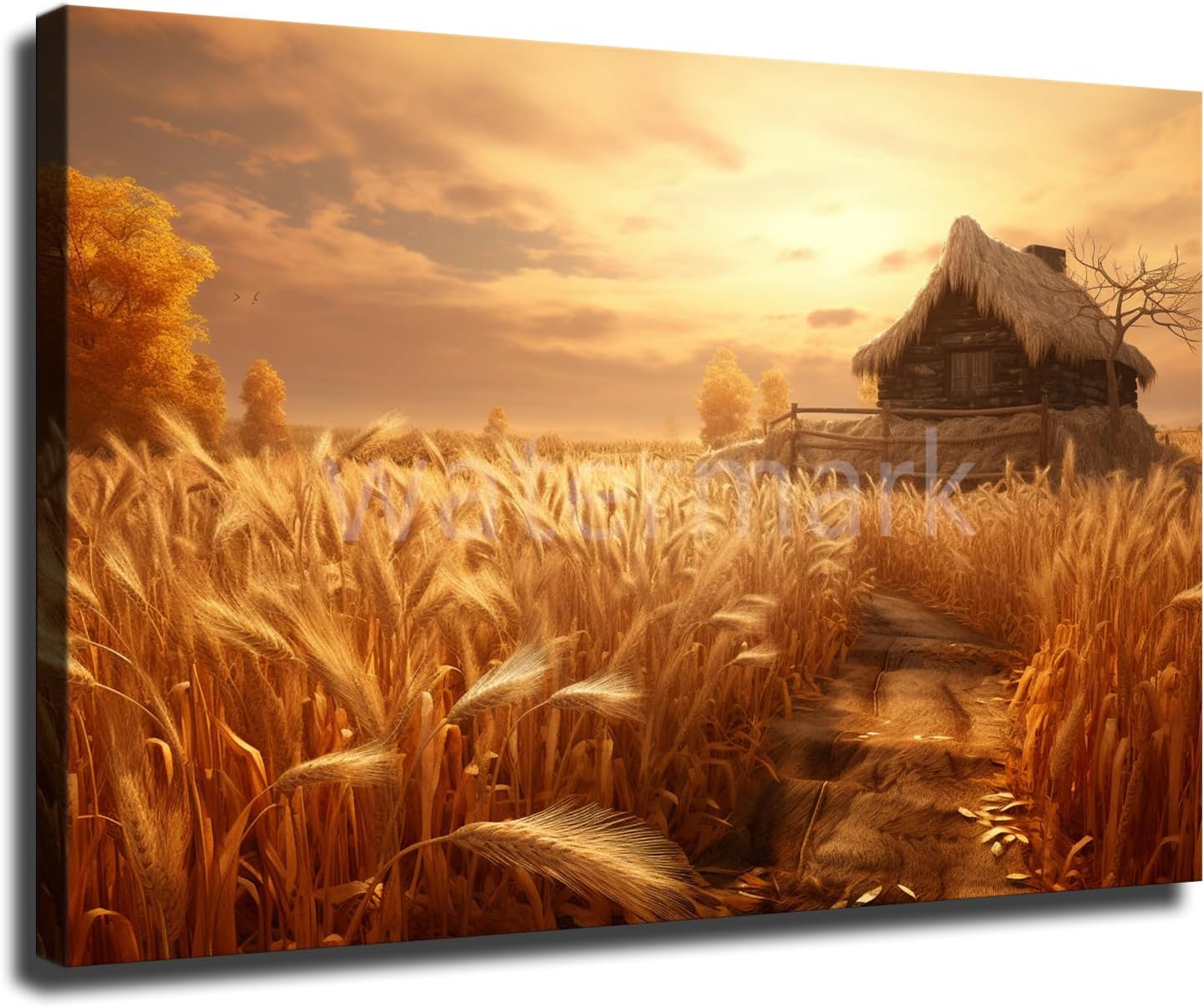 Amazon.com: Gentie Golden Wheat Field Farmhouse Canvas Poster Painting ...