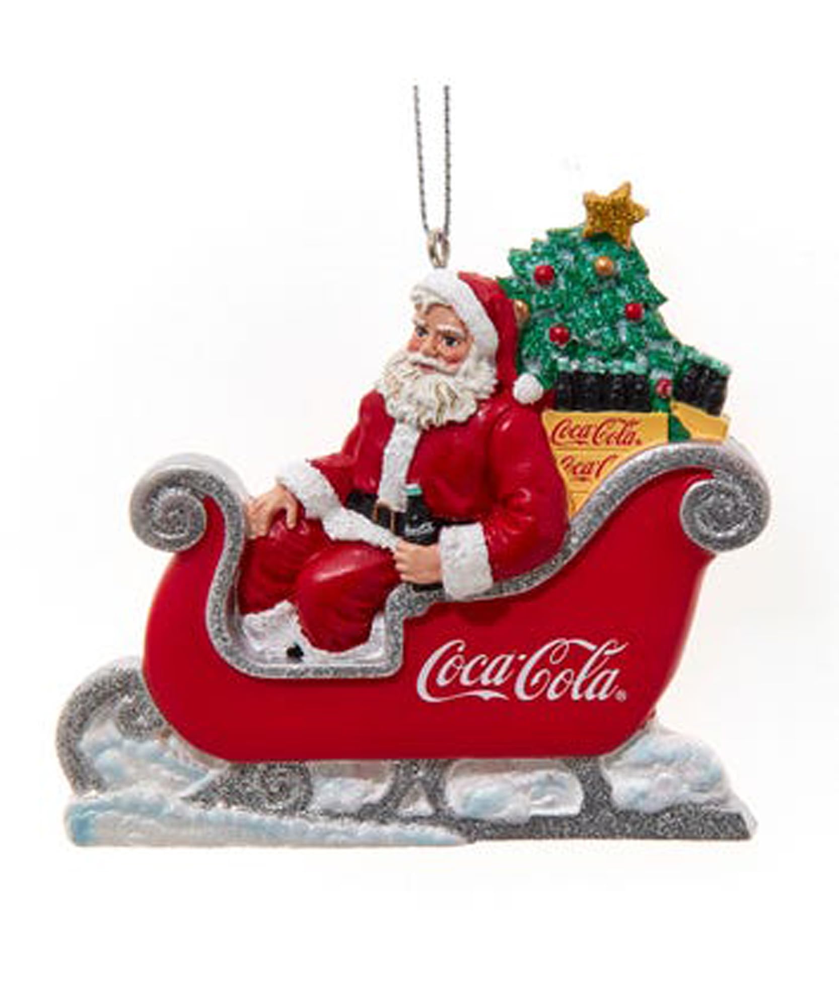 Amazon.com: Kurt Adler 3.25 Inch Resin Coke Santa in Sleigh Ornament ...