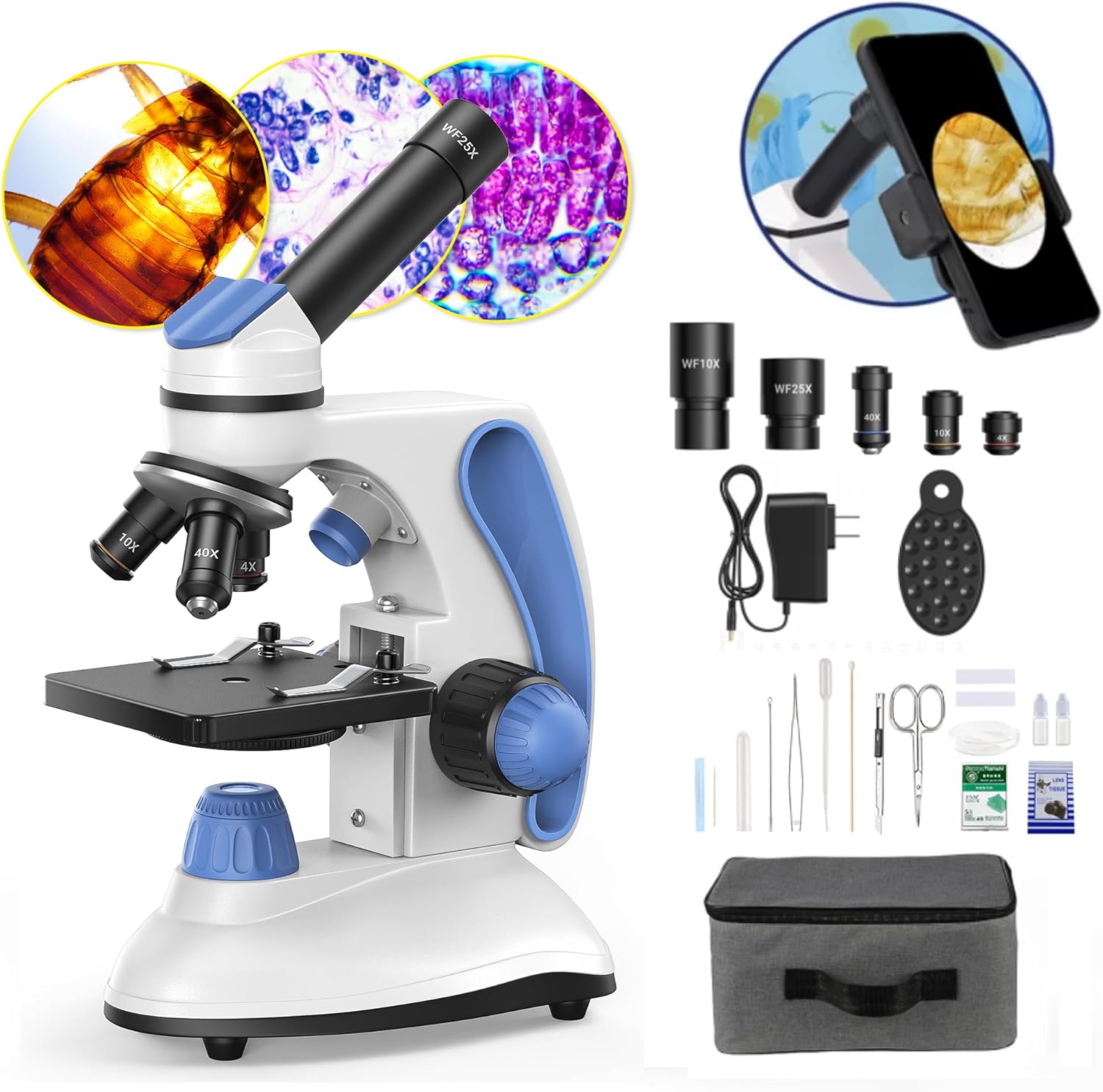 Microscope for Kids Adults, 40X-2000X FOKOOS Biological Compound ...