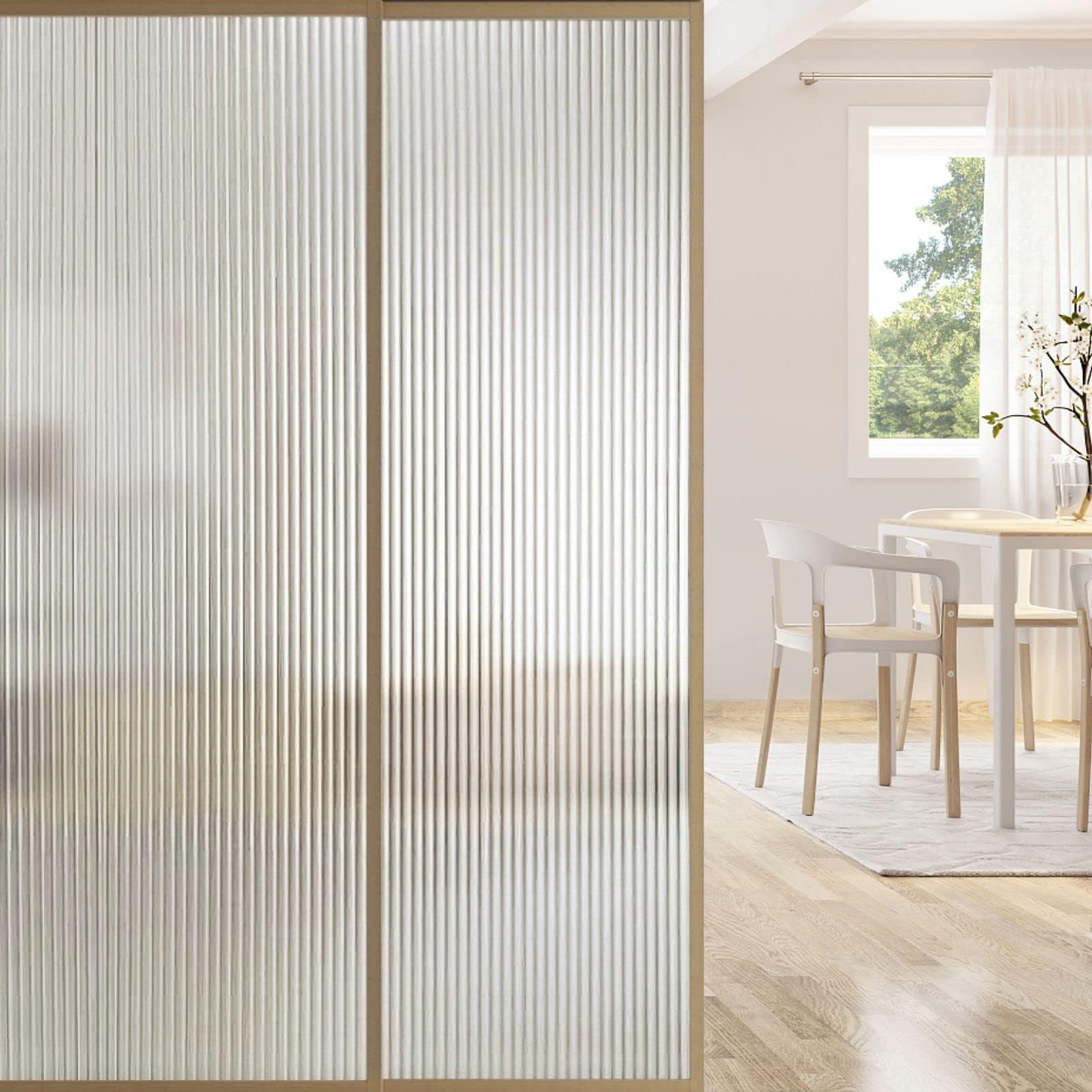 HTVRONT Reeded Glass Window Film - 17.5 x78 in 3D Decorative Frosted ...