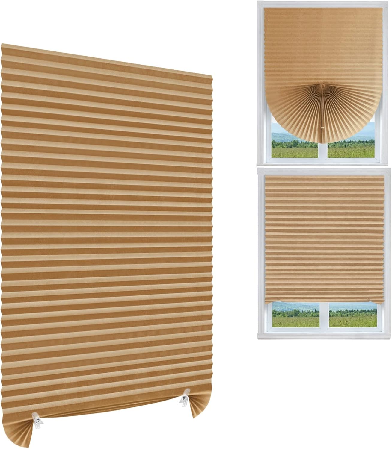 Amazon.com: MALOKI Pleated Window Blinds,Temporary Window Shades ...