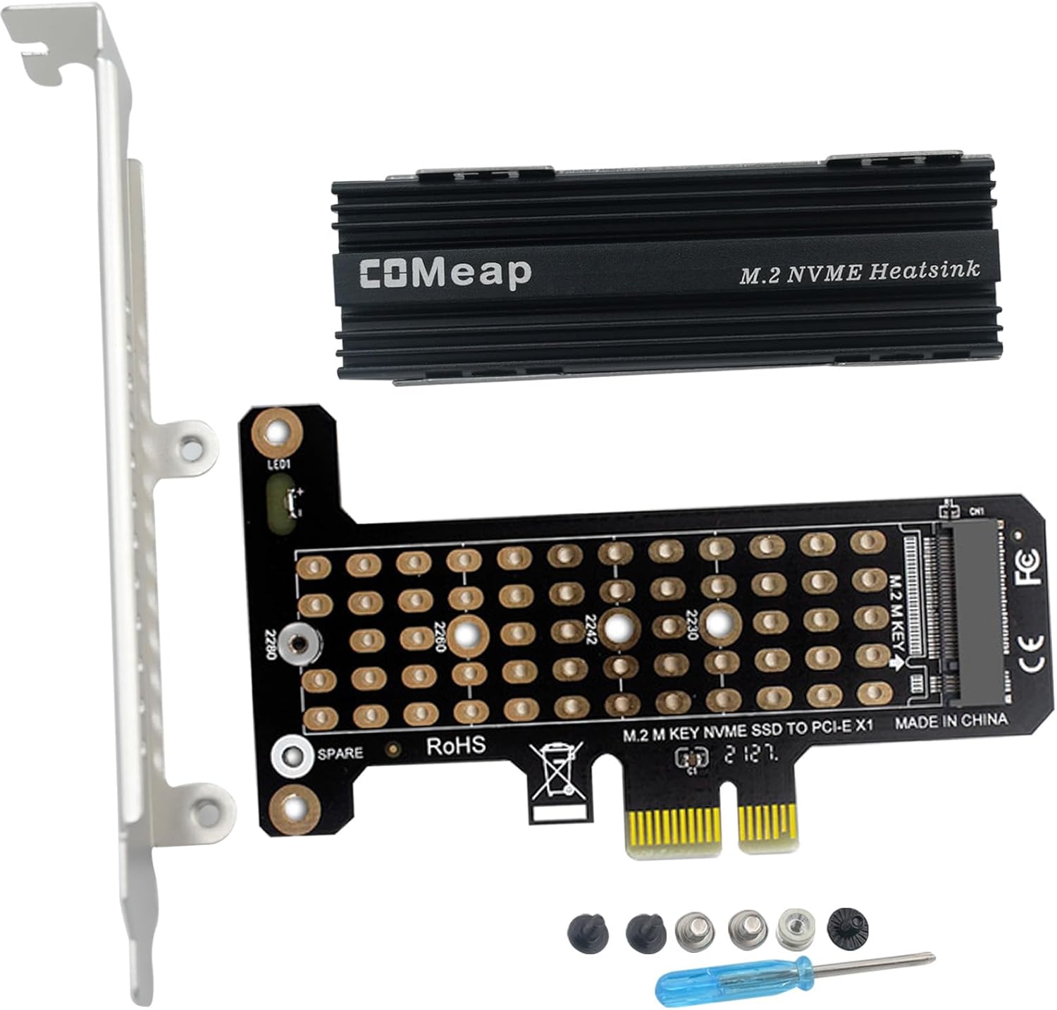 Amazon.com: COMeap NVME M2 to PCIe Adapter, M.2 NVME SSD PCIe X1 Adapter with Heatsink ...