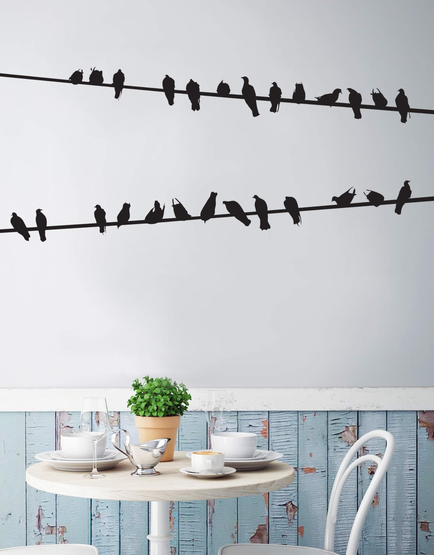 Amazon.com: Birds On A Wire Vinyl Decal Family Decor Modern Wall Decal ...