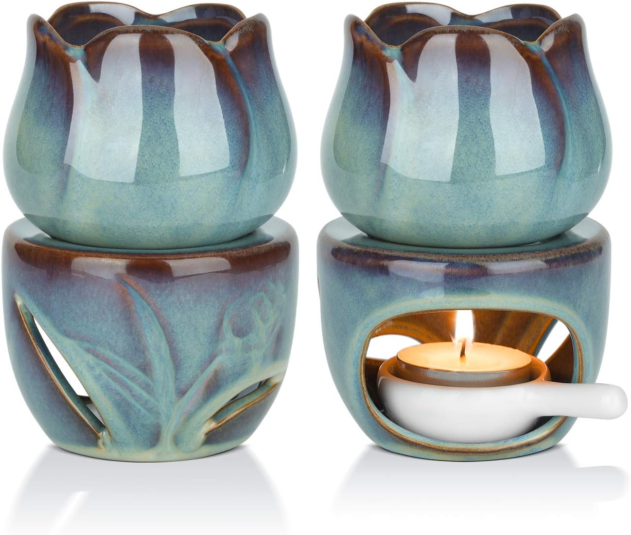 Amazon.com: Lyellfe 3 Pack Ceramic Tealight Candle Holder, Essential ...